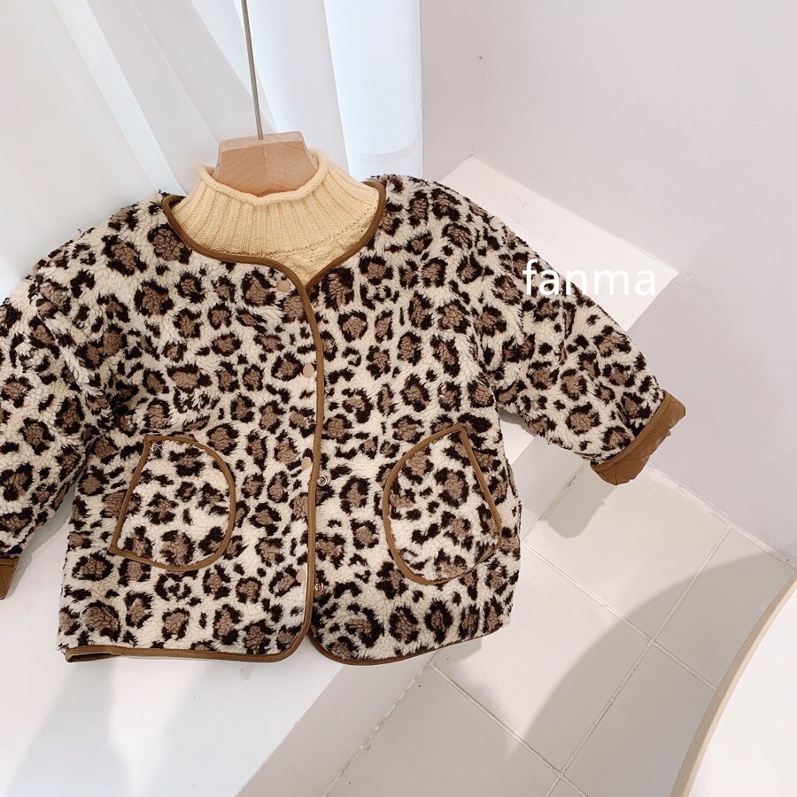 Leopard Wool Jackets for Girls Warm Winter Childre... – Grandado
