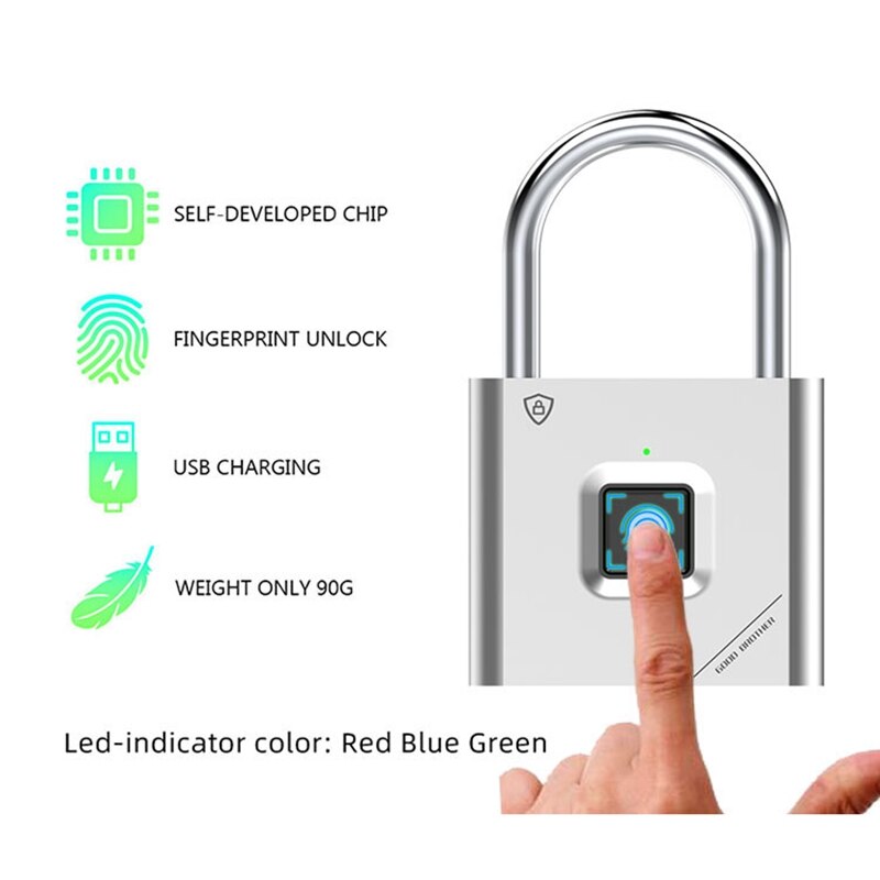 Fingerprint Padlock, Smart Lock Keyless for Locker... – Grandado