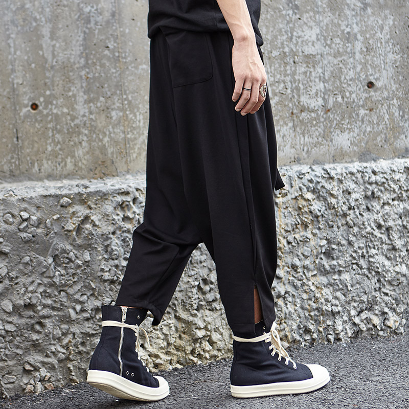 Men Dark Black Style Low Crotch Trousers Male Casu... – Vicedeal