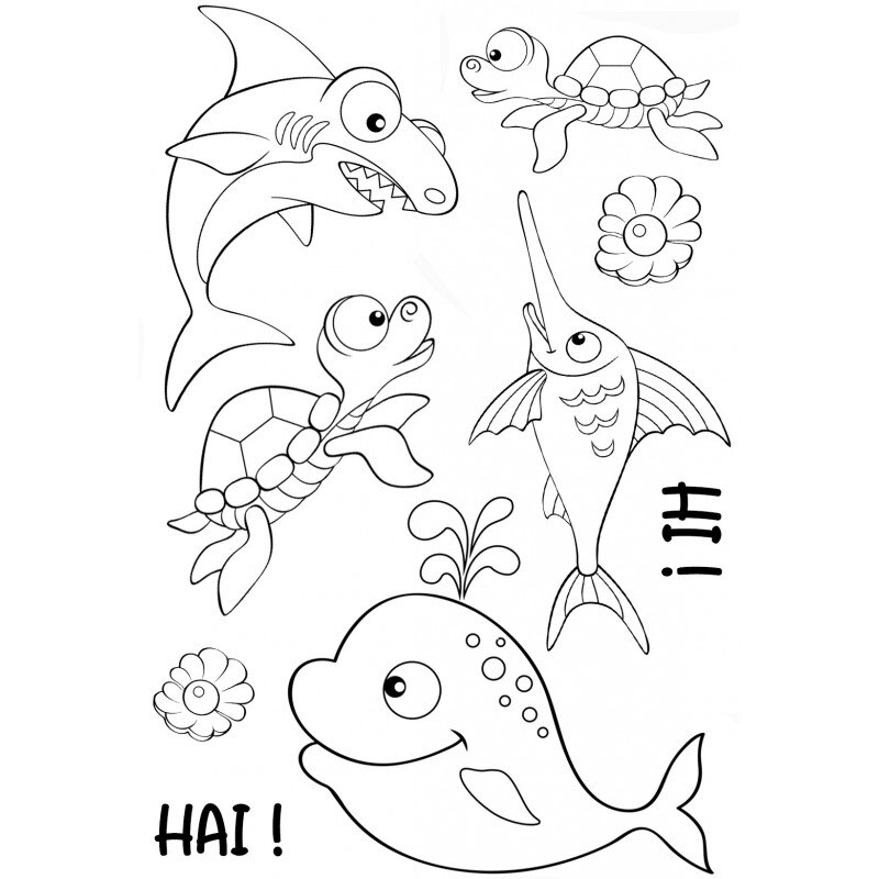 Turtle shark with German Words Transparent Clear S... – Grandado