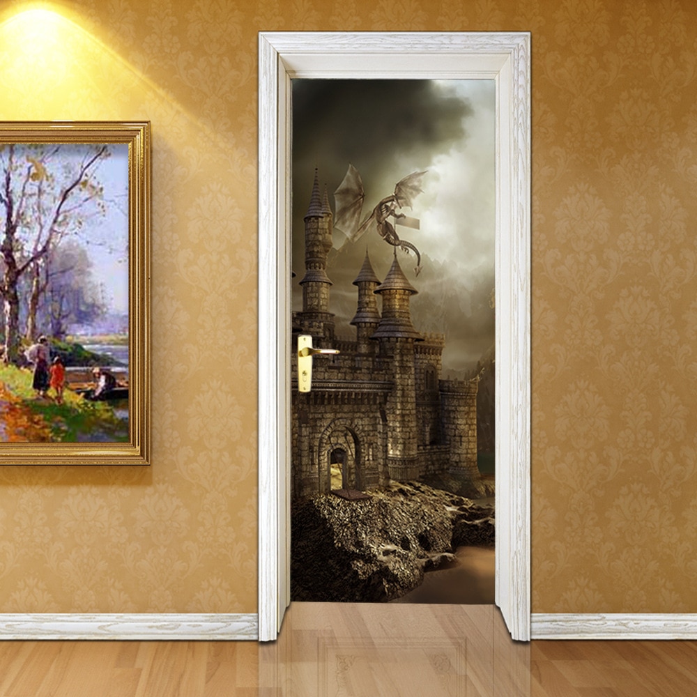 European Vintage Castle Door Stickers Self Adhesiv... – Grandado
