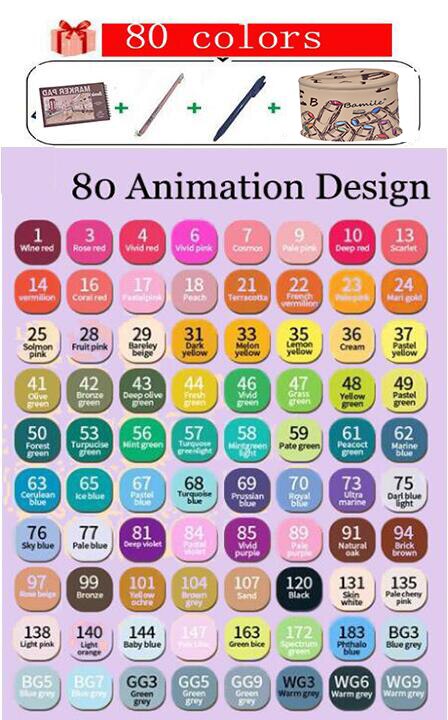 30/40/60/80/168 Color Art Markers Set Dual Headed ... – Grandado