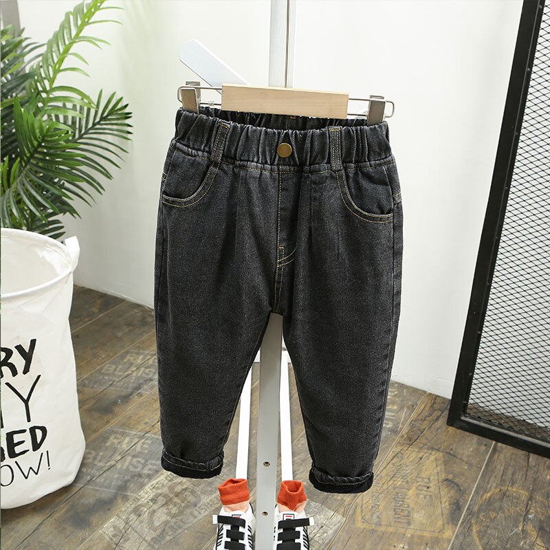 Warm Pants Kids Plus Velvet Denim Pants Boy Girl J... – Grandado