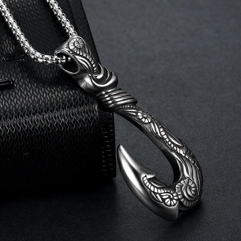 Retro Viking Rune Fish Hook Shape Pendant Necklace... – Vicedeal