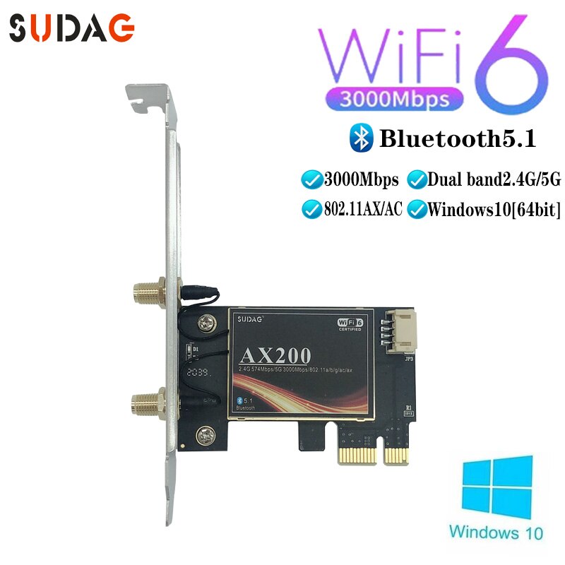 3000Mbps Wifi 6 Wireless AX200 Desktop PCIe Wifi A... – Vicedeal
