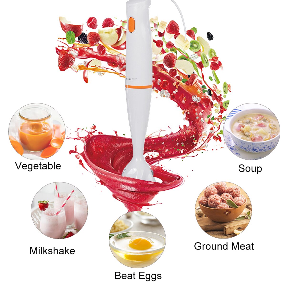 SOKANY 3 in 1 Handheld Blender Immersion Hand Stic... – Vicedeal