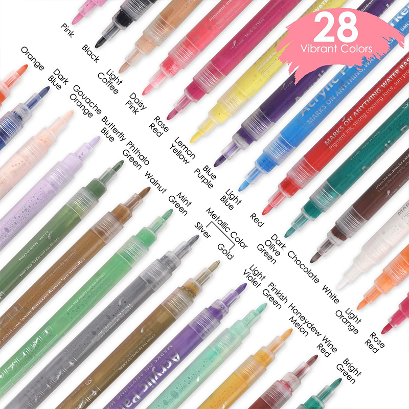 28/48 Kleur Permanente Acryl Verf Marker Pennen Vo... – Vicedeal