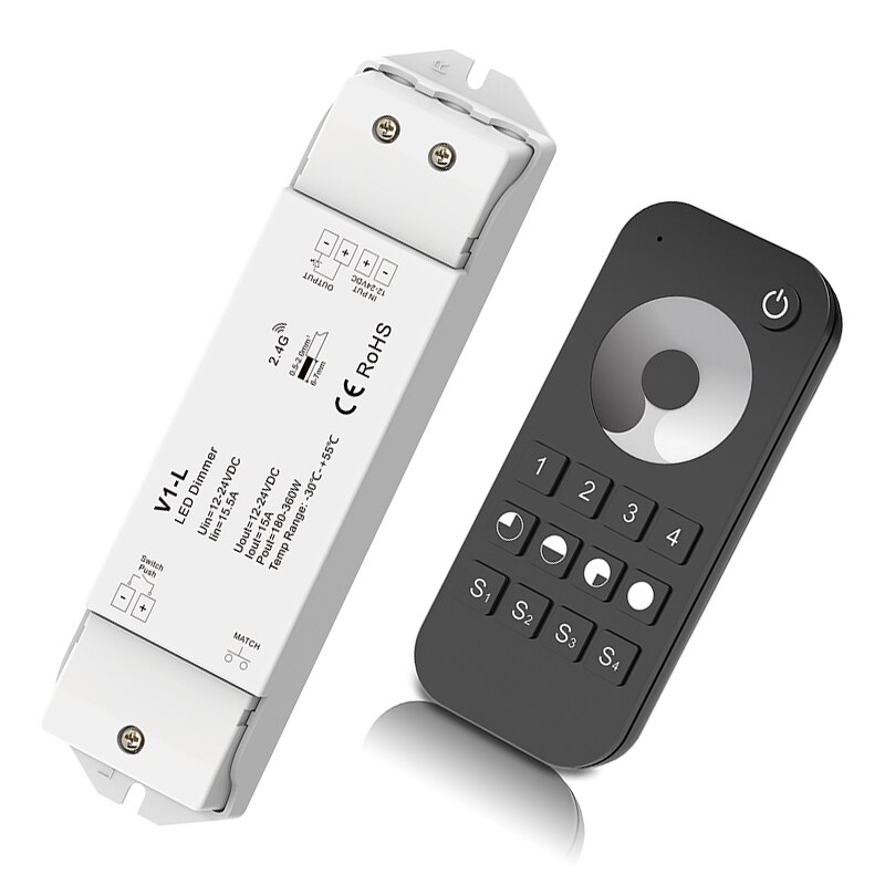 Led Dimmer 12V/24V 15A Uitgang Ontvanger V1-L 4 Zo... – Grandado