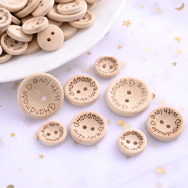 15mm 100Pcs Natural Color Round Shape Wooden Butto... – Grandado