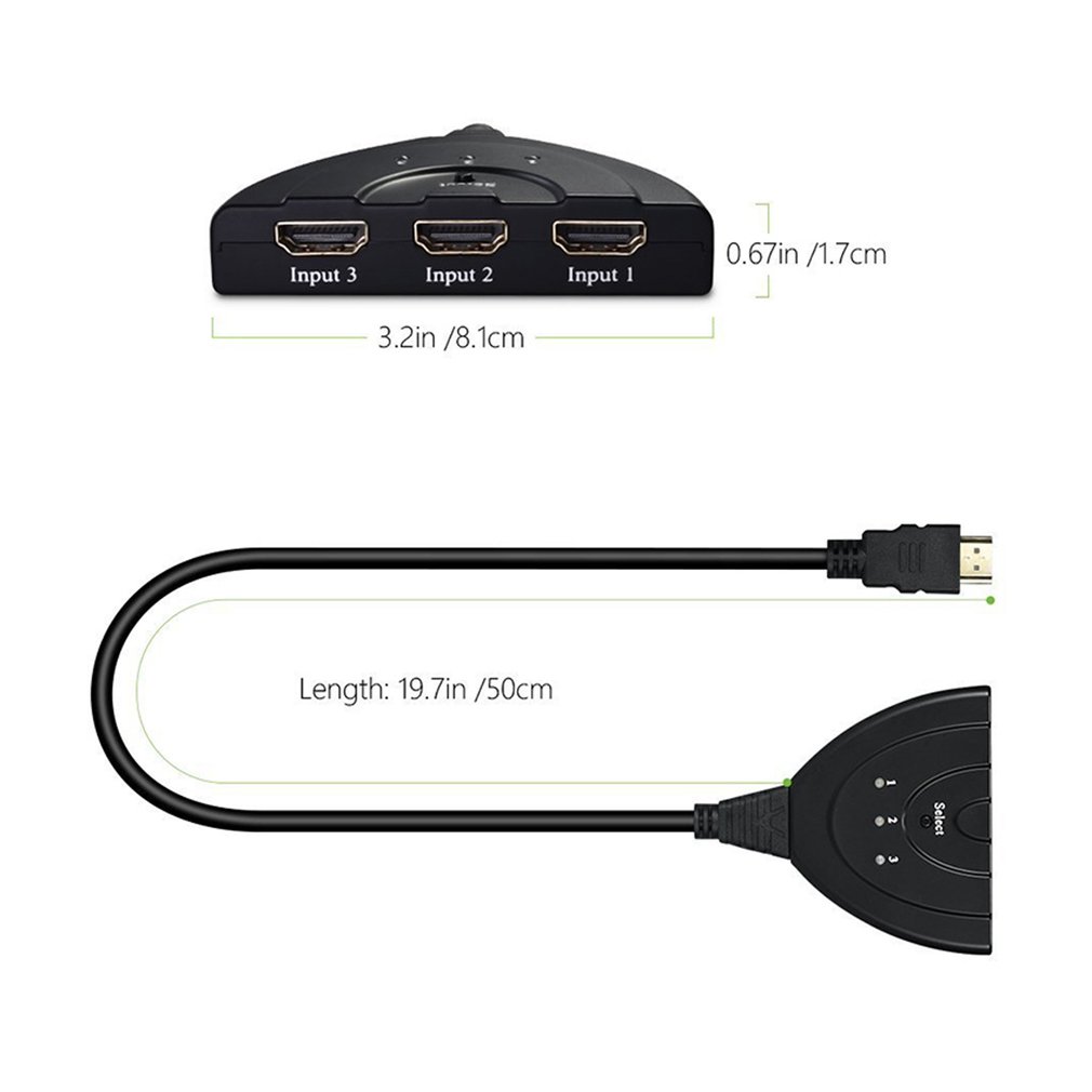 Mini 3 Port Splitter Hdmi Kabel Adapter 1.4b 4K * ... – Vicedeal