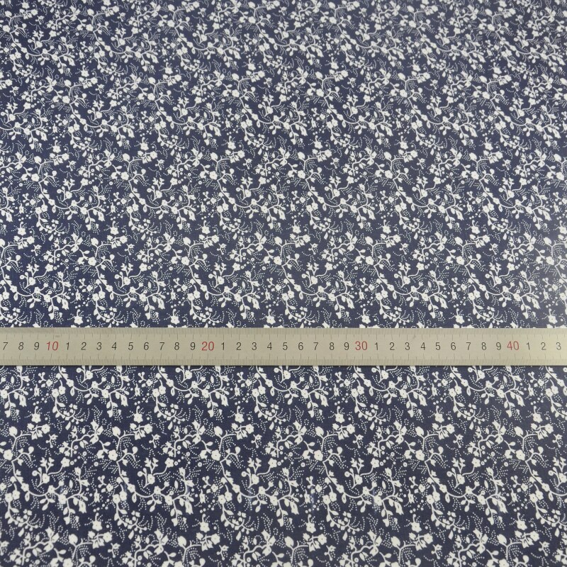 White Flowers Printed Blue Cotton Fabric Clothing ... – Grandado