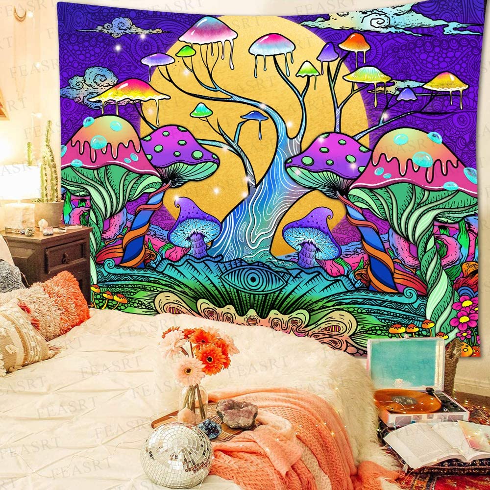 Trippy Hippie Mushroom Tapestry Wall Hanging Blank... – Vicedeal