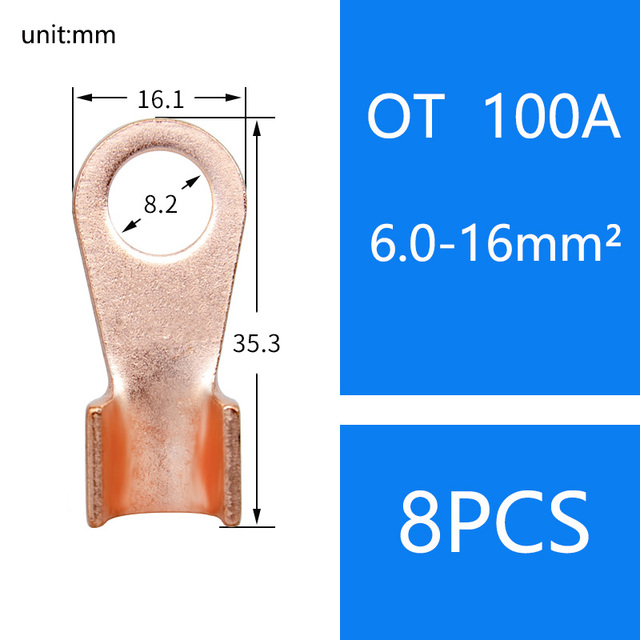 OT 10A 60A 100A 200ACable Copper Lug Battery Conne... – Grandado