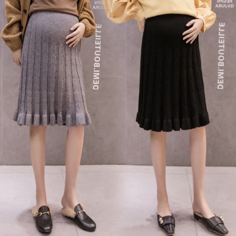 Maternity Skirts Autumn and Winter Ruffled Knitted... – Vicedeal