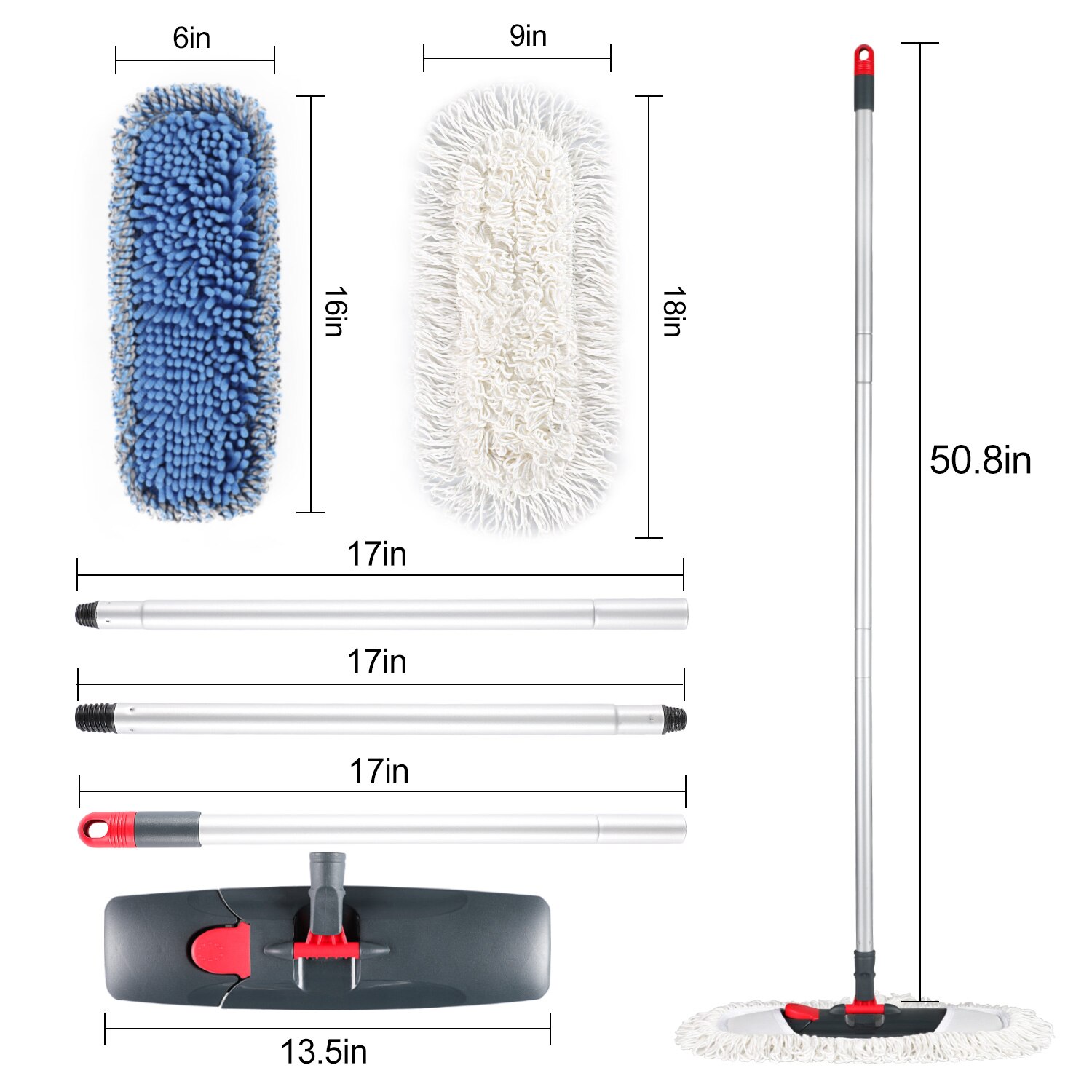 Microfiber Mop Adjustable Stainless Steel Handle w... – Grandado
