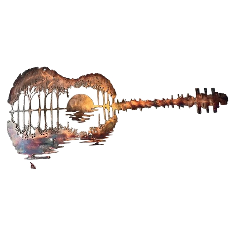 Sunset Guitar Metal Wall Art Hanging Wall Decor pe... – Grandado