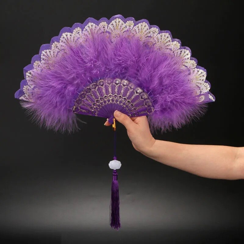 Lolita Feather Folding Fan Japanese Sweet Fairy Gi... – Vicedeal