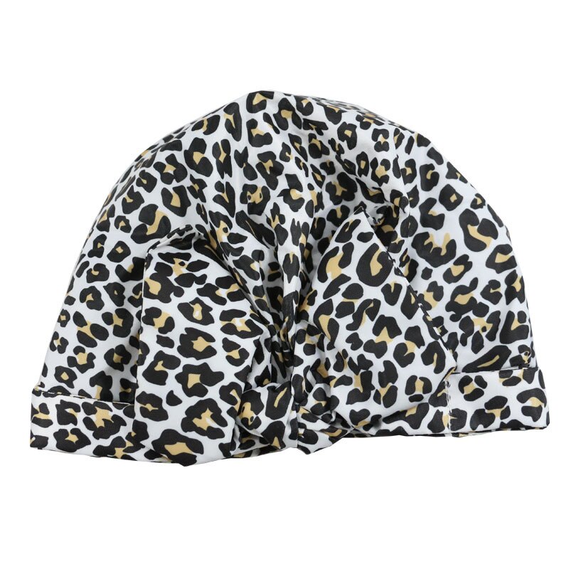 Waterproof Leopard Print Shower Cap Elastic Bow Ni... – Grandado