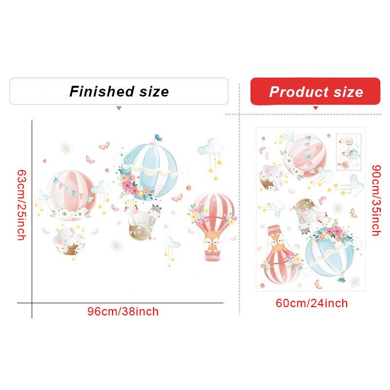 Cartoon Dieren Luchtballon Muurstickers Voor Kinde... – Vicedeal