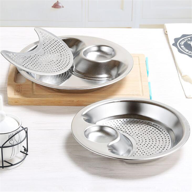 Rustfrit stål runde dumplings fad sushi serverings... – Grandado