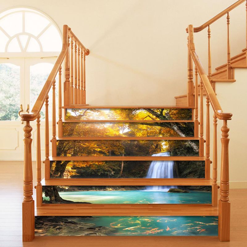 6pcs/set 3D Waterfall Scenery Staircase Stair Rise... – Grandado