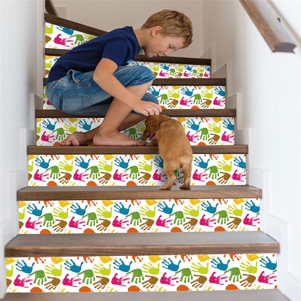 Color Palm Print Stair Decorative Sticker Self-adh... – Vicedeal