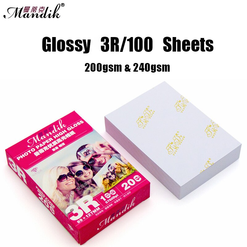 100 Sheets 100% Wood Pulp Super White Glossy Photo... – Vicedeal