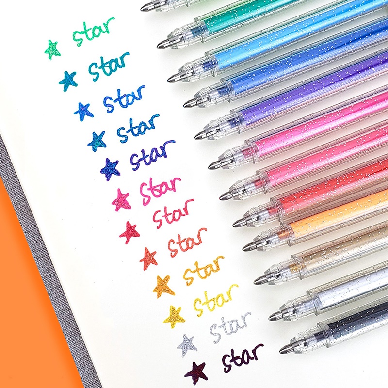 12 Bling kolor wyróżnienia brokat pióro artystyczn... – Grandado