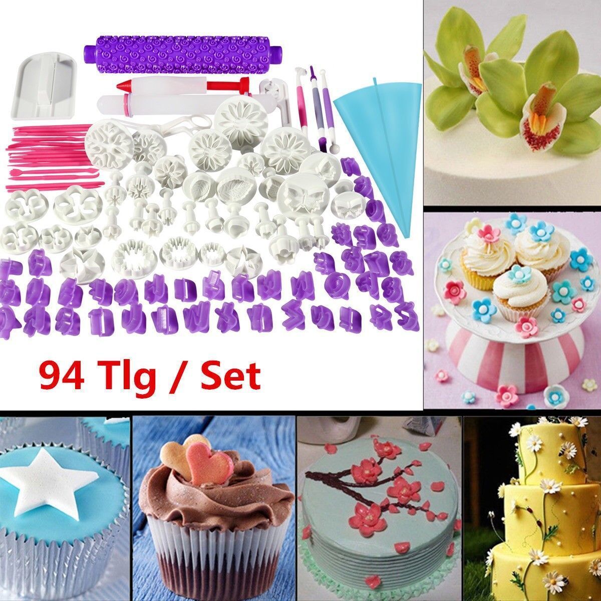 100PCS Fondant Cake Mold Set Plastic Spring Emboss... – Vicedeal
