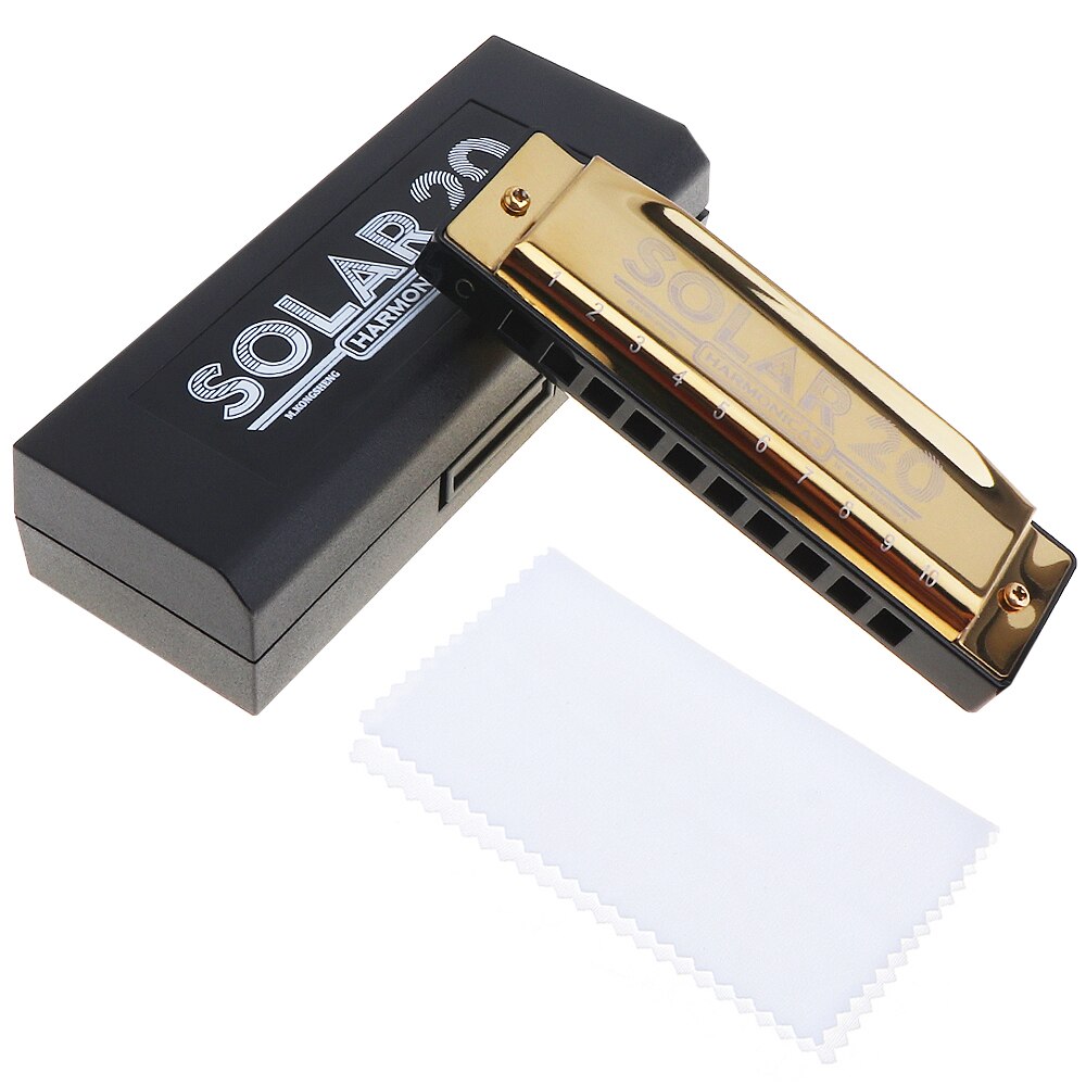 10 Holes Gold Harmonica Diatonic Blues Harp Mouth ... – Vicedeal