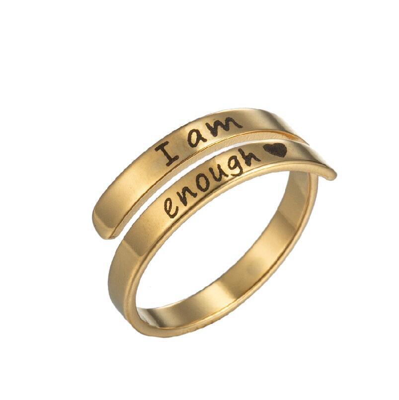 Engrave Letter Ring For Women Punk Word I am enoug... – Vicedeal
