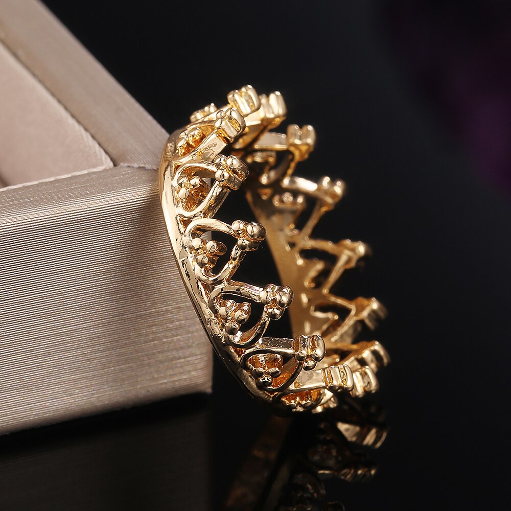 Huitan Simple & Classic Crown Women Rings 4 Metal ... – Grandado
