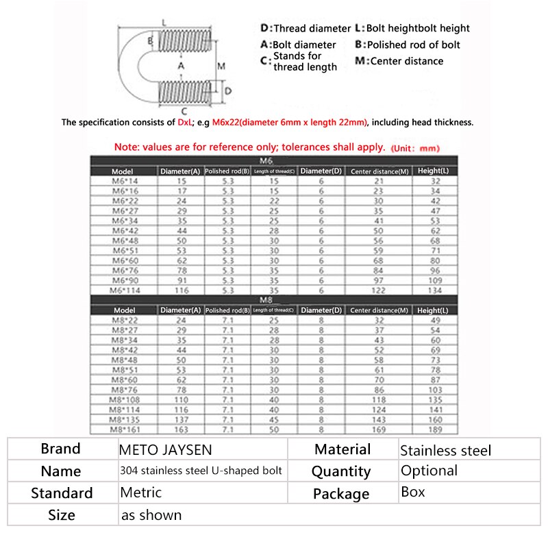 Stainless Steel 304 U-shaped Bolt M6 M8 U Style Sc... – Grandado