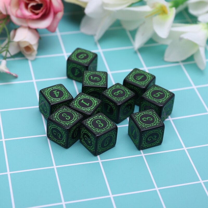 10Pcs D6 Polyhedral Dice Square Edged Numbers 6 Si... – Vicedeal