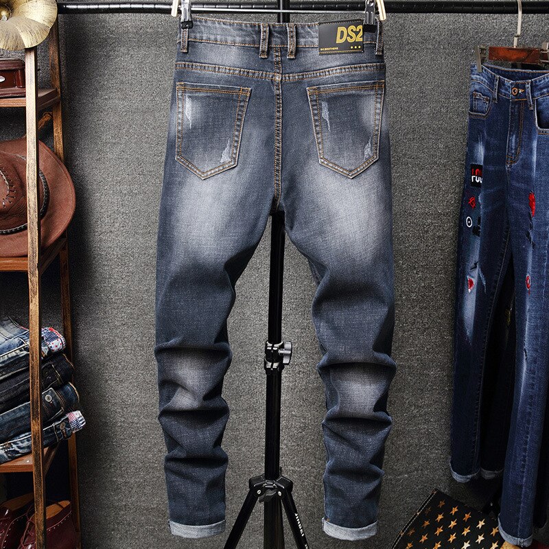 Mannen Stretch Jeans Mannen Brief Borduurwerk Badg... – Vicedeal