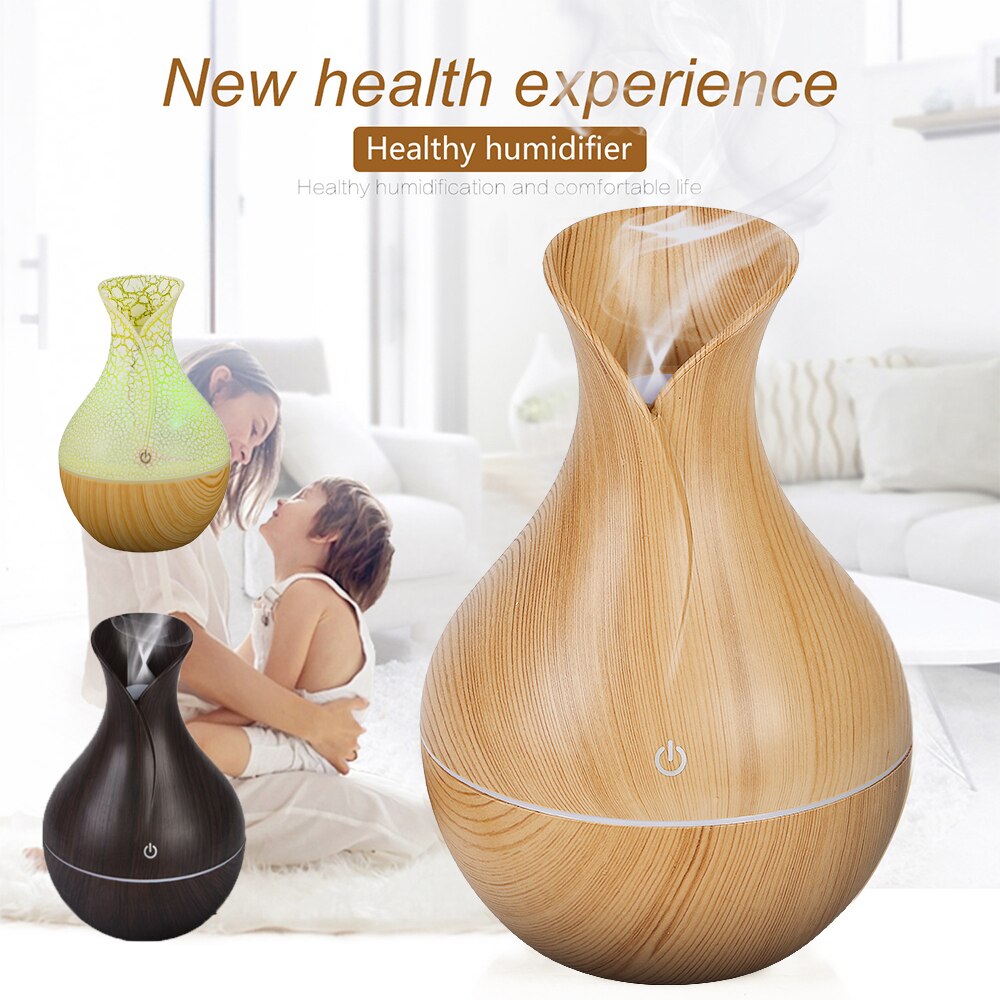 USB Wood Grain Essential Oil Diffuser Ultrasonic H... – Grandado