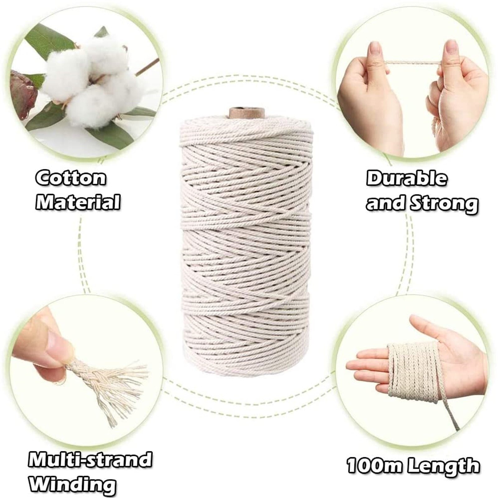 Macrame Koord Macrame Touw Met Houten Kralen Hout ... – Grandado