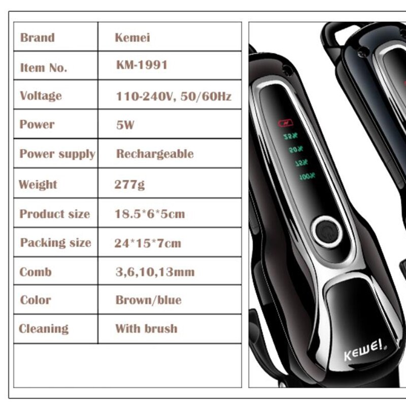 110v-240v Kemei Dog Hair Trimmer Rechargeable Hair... – Vicedeal