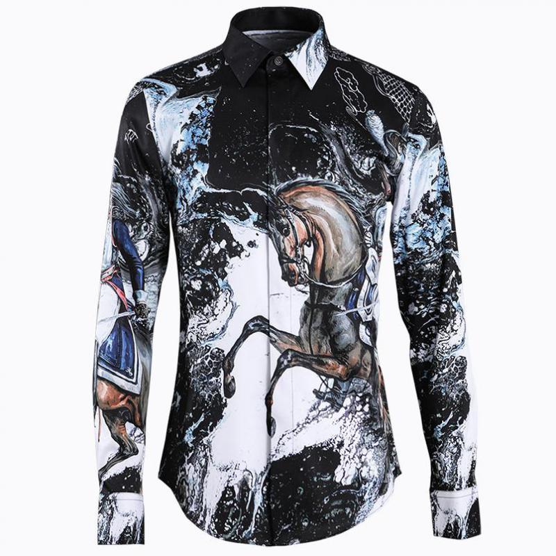 Minglu Männer Hemden königlich Allover Druck Langa... – Grandado