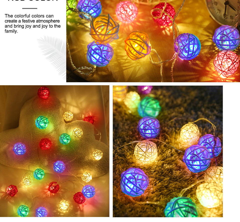 2M 20 Led Globe Rotan Ball String Lights Battery O... – Grandado