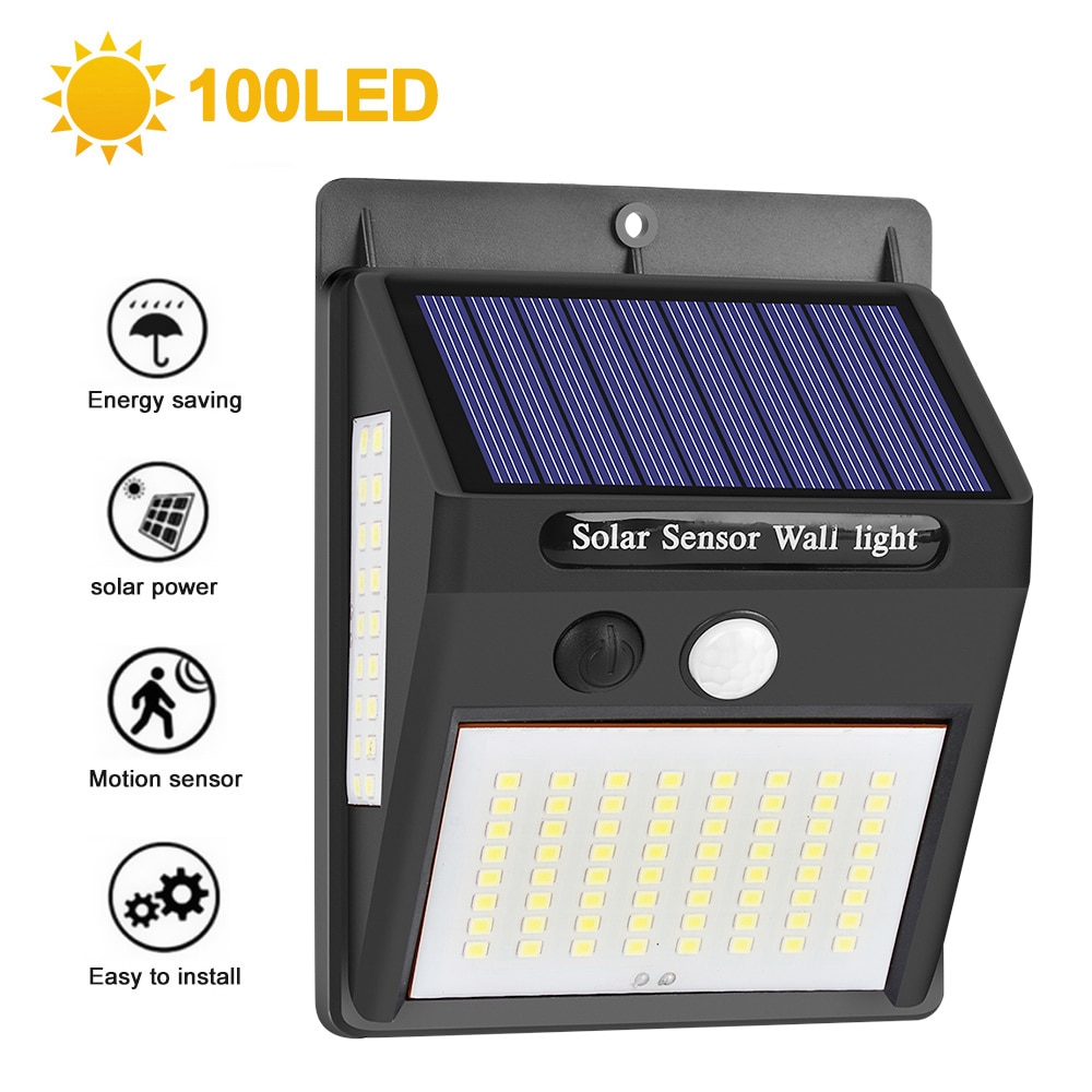 100 Led Solar Light Outdoor Solar Lamp Pir Motion ... – Grandado