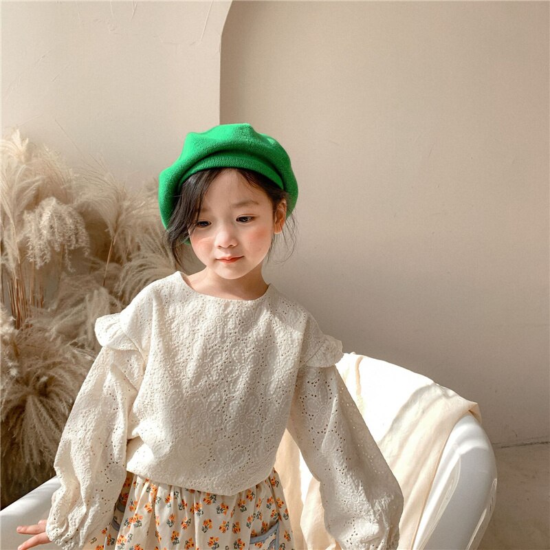 Spring Girls Lace Blouses Cute Embroidery Long Sle... – Grandado