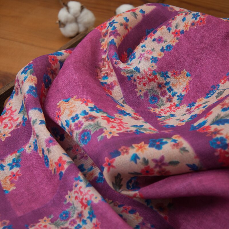 linen fabrics Multicolor floral print material Hig... – Grandado