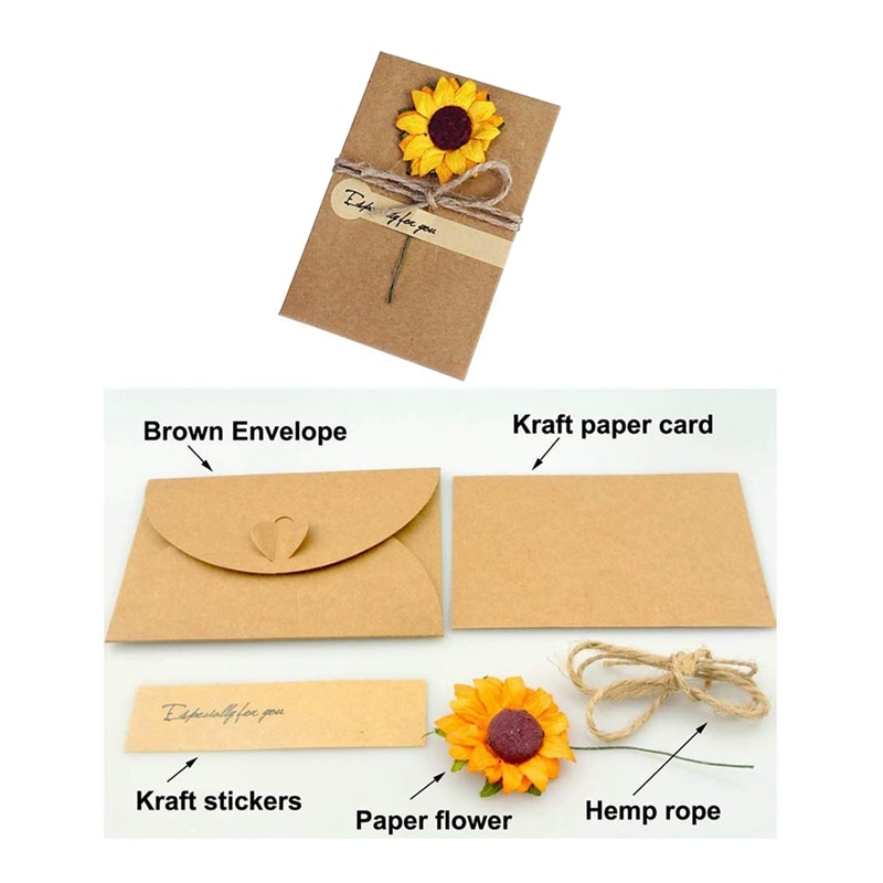 20 Pcs Handmade Greeting Cards DIY Retro Kraft Bla... – Grandado