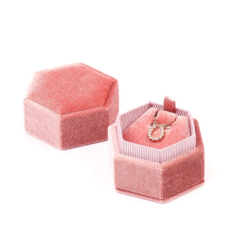 product hexagonal velvet ring box jewelry box disp... – Vicedeal