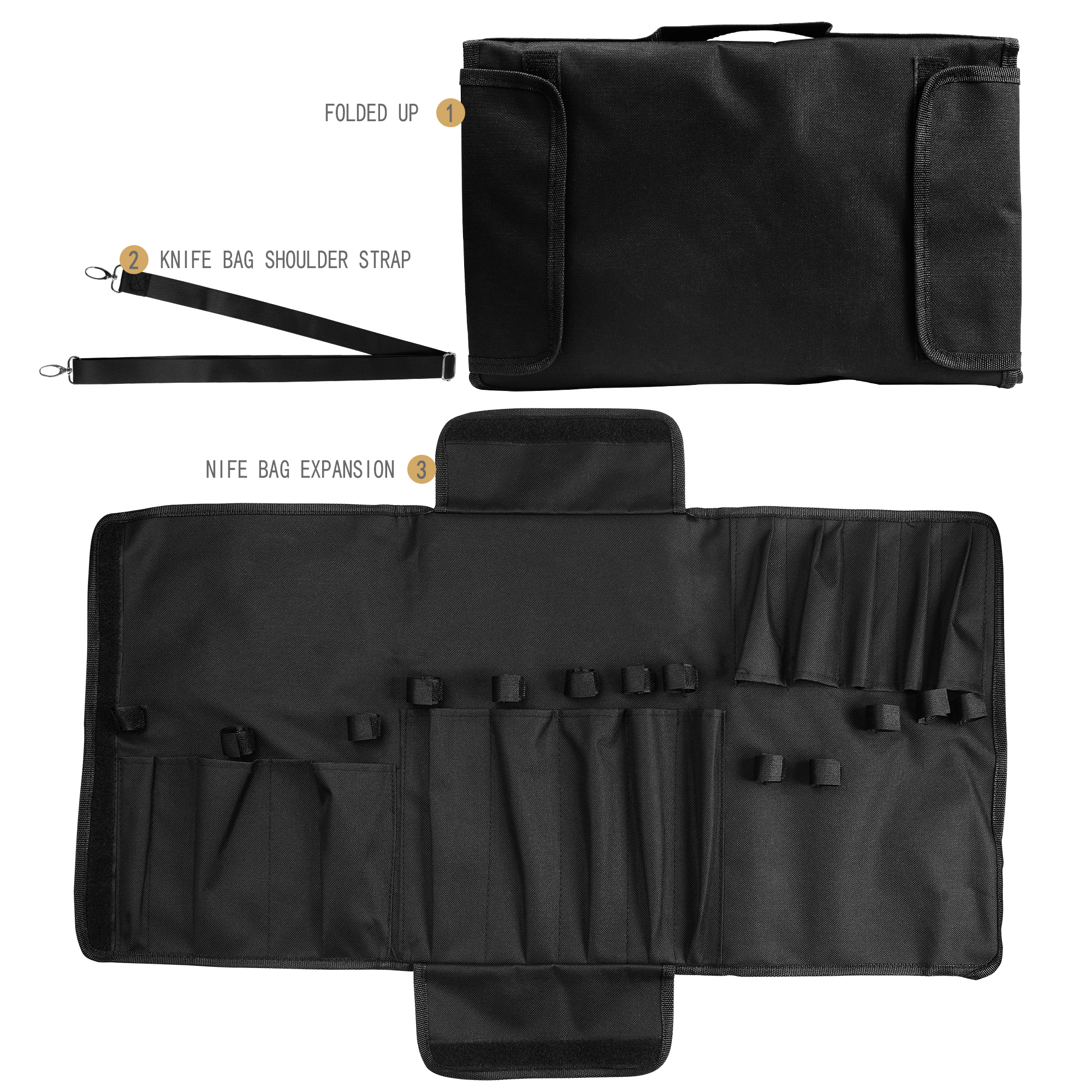 XYj Knife Bag Case Chef Knives Roll Bag Canavas Bl... – Grandado