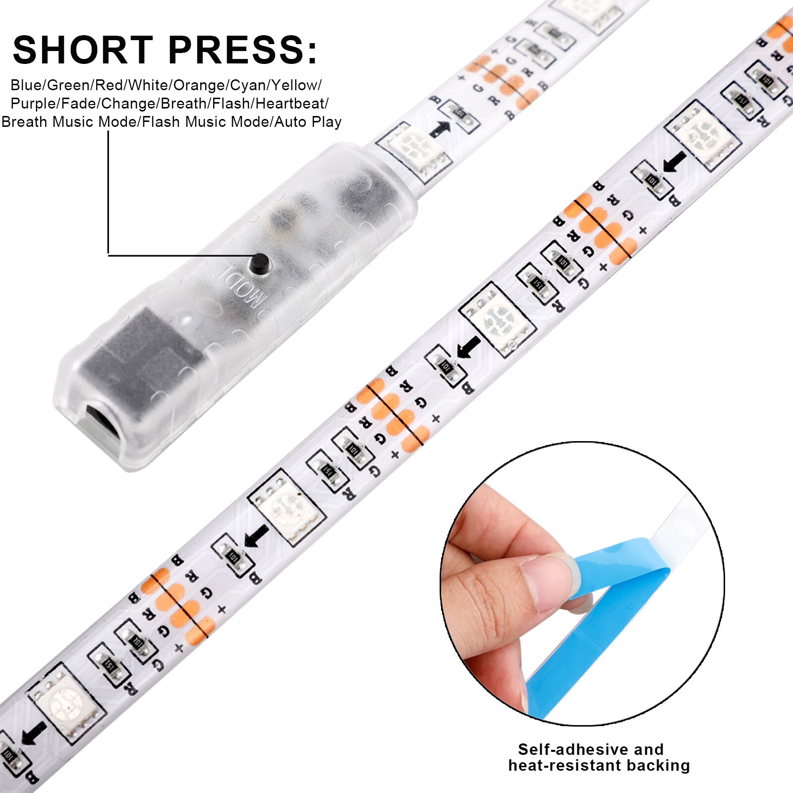 2m RGB LED Strip Lights Kit Music Waterproof Tape ... – Grandado