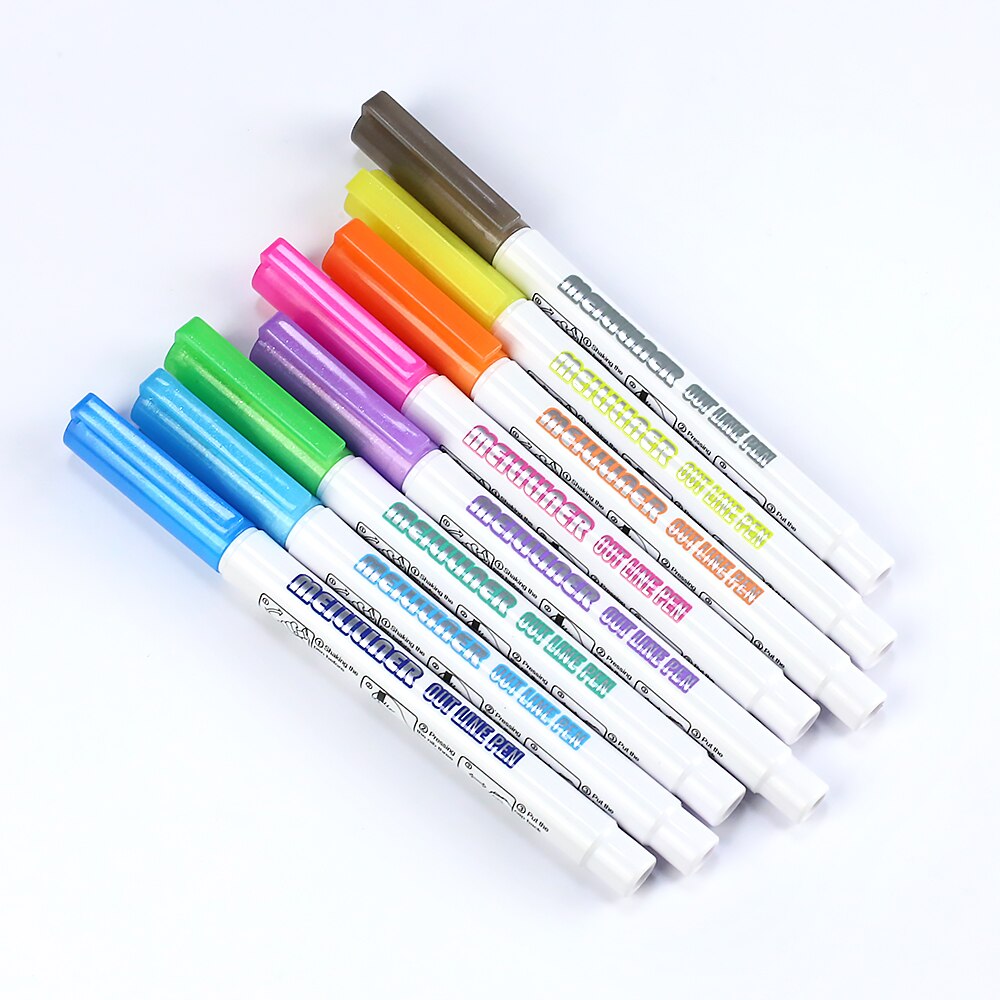 8Pcs Art Pens Colored Double Lines Contour Markers... – Vicedeal