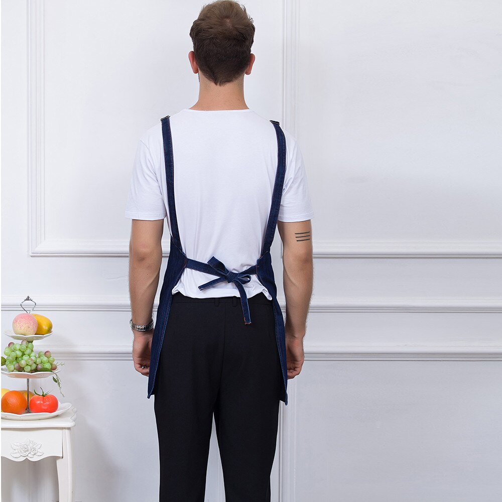 Black Blue Unisex Adjustable Strap Denim Chef Food... – Grandado