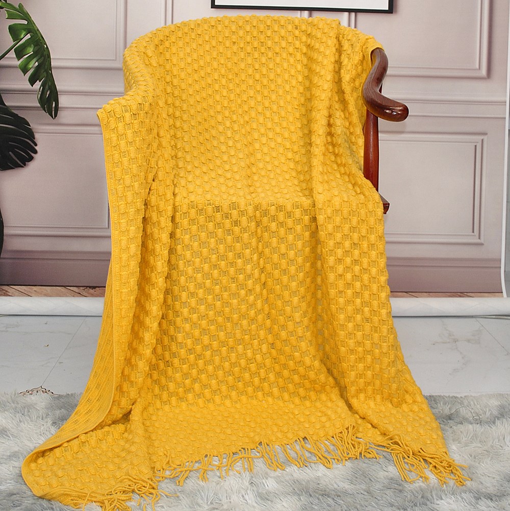 Solid Color Acrylic Knitted Throw Blanket Warm Sof... – Grandado
